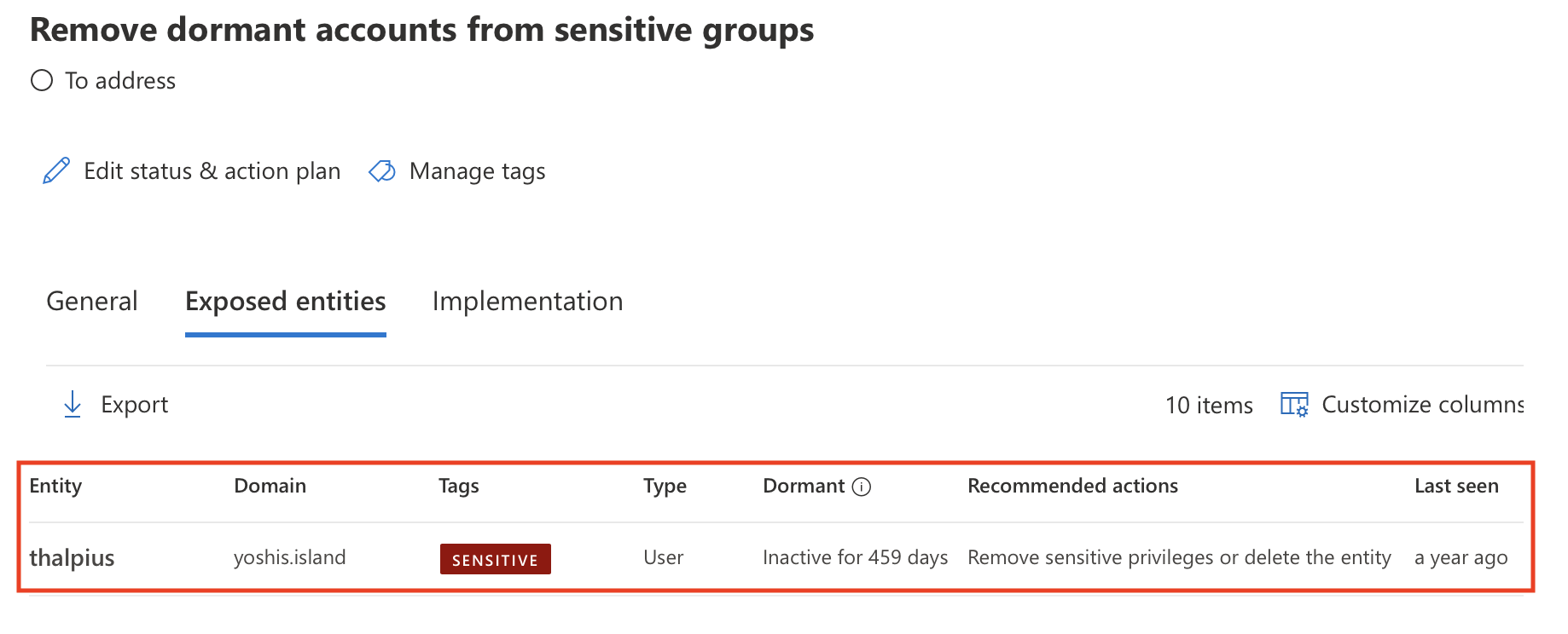 Microsoft Defender for Identity Recommended Actions: Remove dormant ...